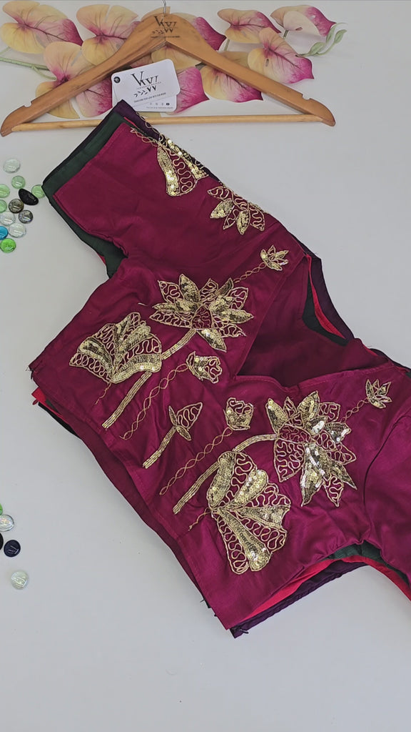 Heavy Beautiful Handwork Blouse with Hand Sequence Work – vardhman weaves